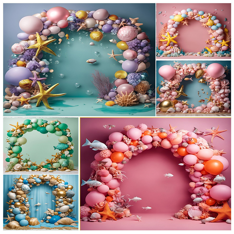 Birthday Backdrop for Kids Happy Birthday Mermaid Backdrop Siren Theme ...