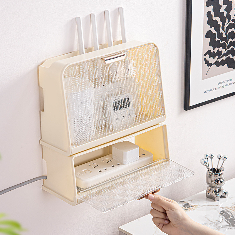 Wireless Router Storage Box Wall-MountedWiFiStorage Rack Modem STB Wall ...