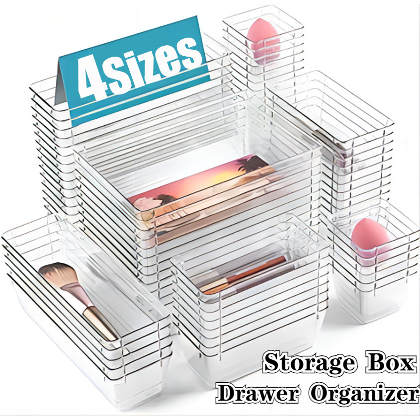 4 Sizes Desk Drawer Divider Organizers / Clear Plastic Drawer Organizer ...