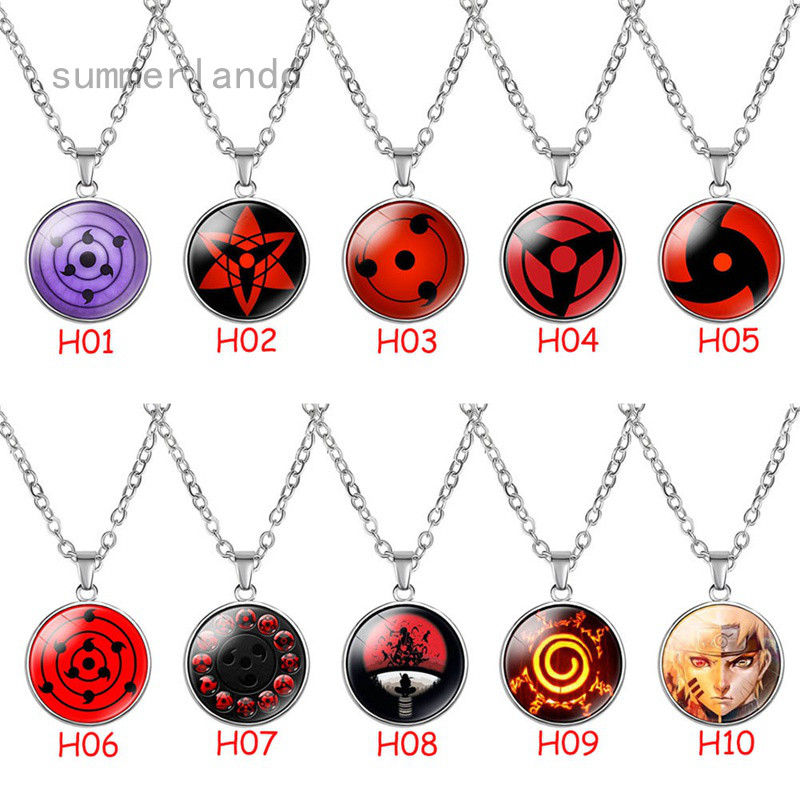 SL Naruto Sharingan Eye Anime Glass Cabochon Black Chain Necklace ...