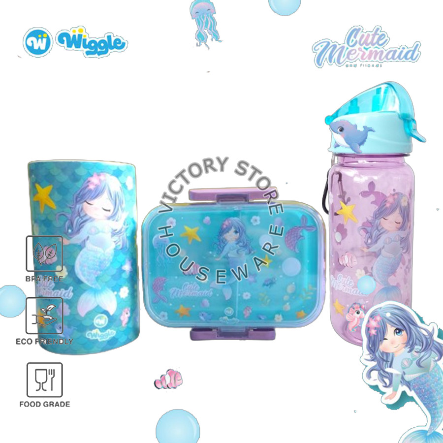 Little Mermaid School Saving Package Lunch Box & Water Bottle | Shopee ...