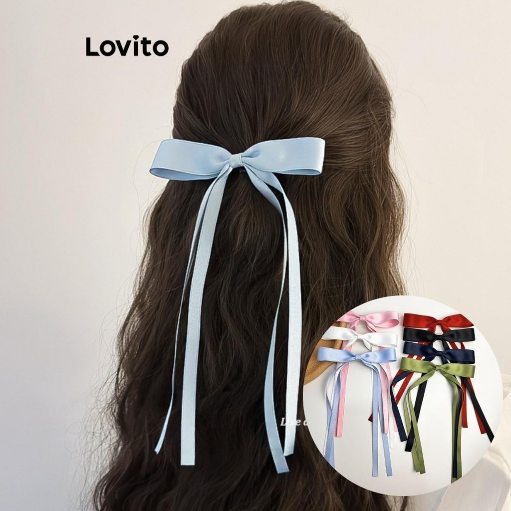 Lovito Women Casual Plain Bow Streamers Hair Clips LFA38186 | Shopee ...