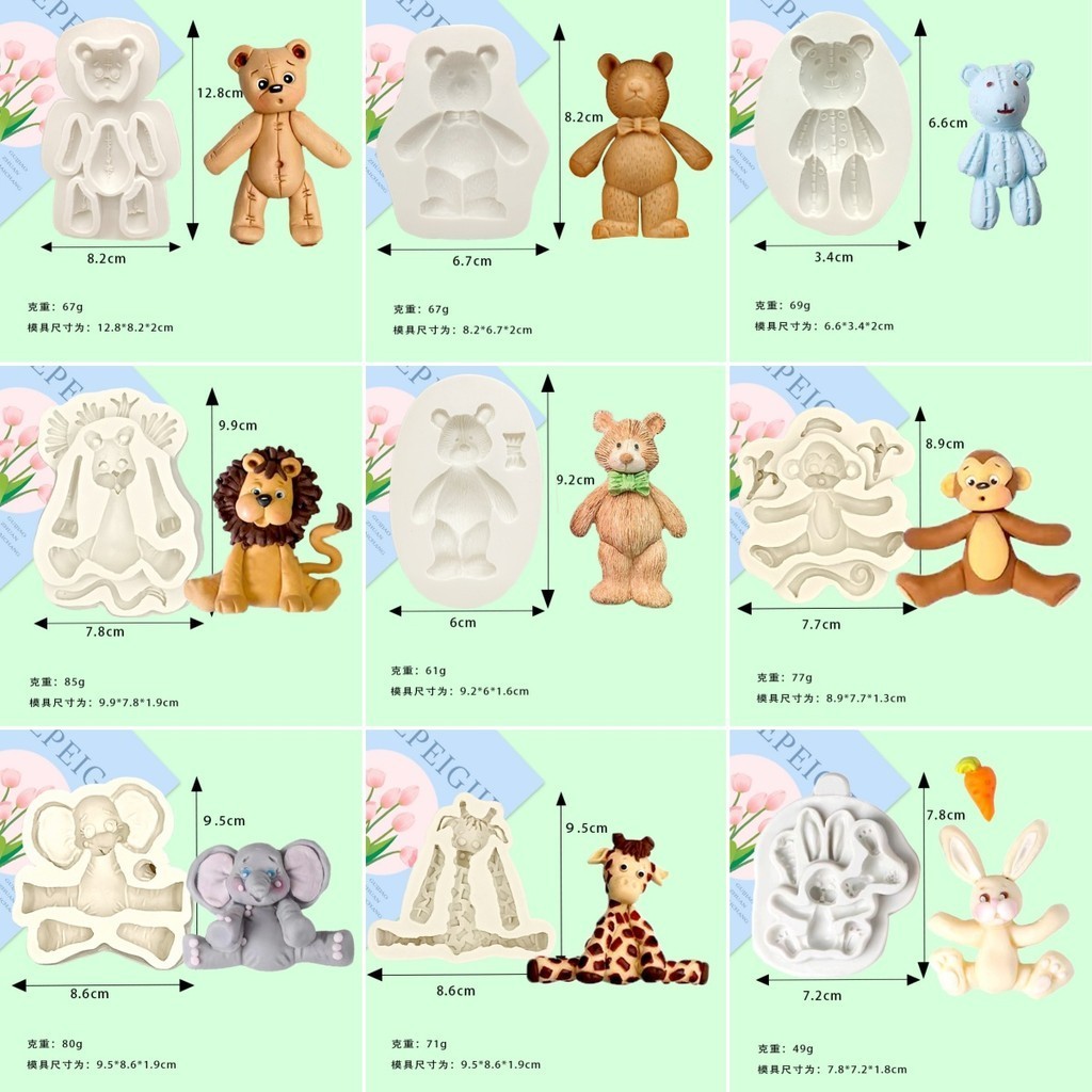 Soft Clay Cartoon Teddy Bear Shaped Baking Mold Teddy Bear Flipping ...