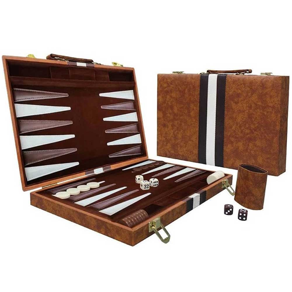 PVC Leather Backgammon Board Game Set, Portable Classic Strategy Game ...