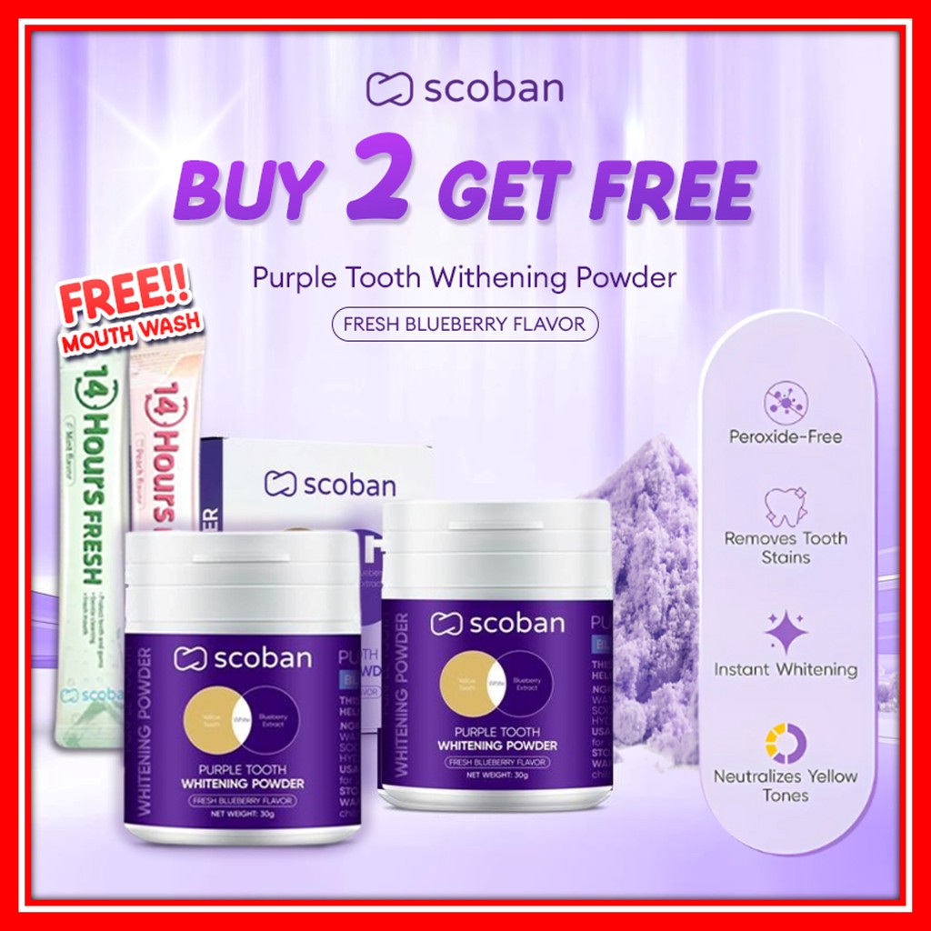 Scoban Purple Teeth Powder-Fresh Breath with Optical Color Repair 30g ...