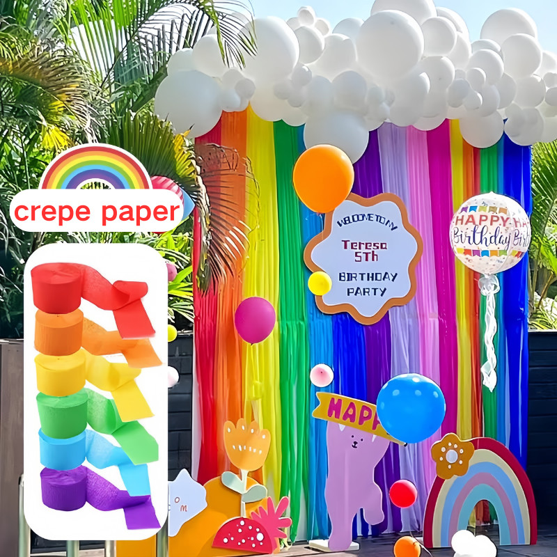 Rainbow paper Creeping Roll Decorative 13 Meters Background Wedding ...