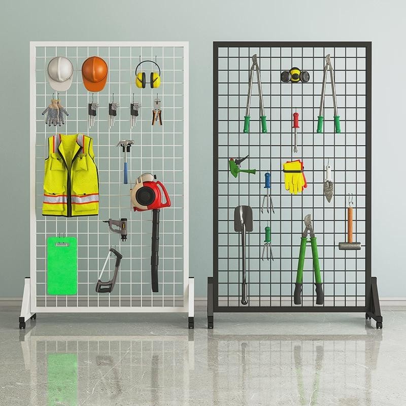Grid Display Rack Floor Mobile Shelf Wire Mesh School Art Exhibition ...