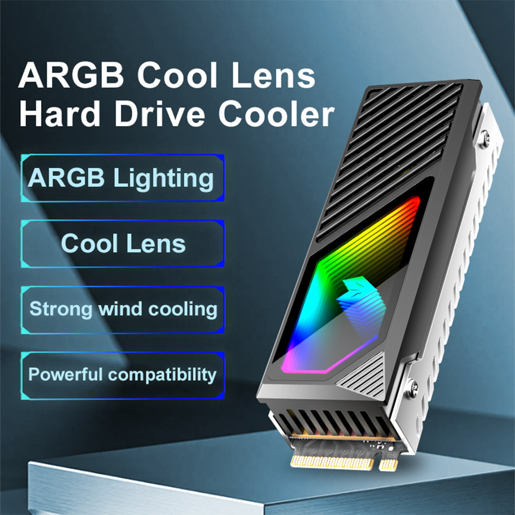 5V 3Pin ARGB Hard Drive Cooler M.2 2280 SSD Heatsink Built-in Fan Solid ...