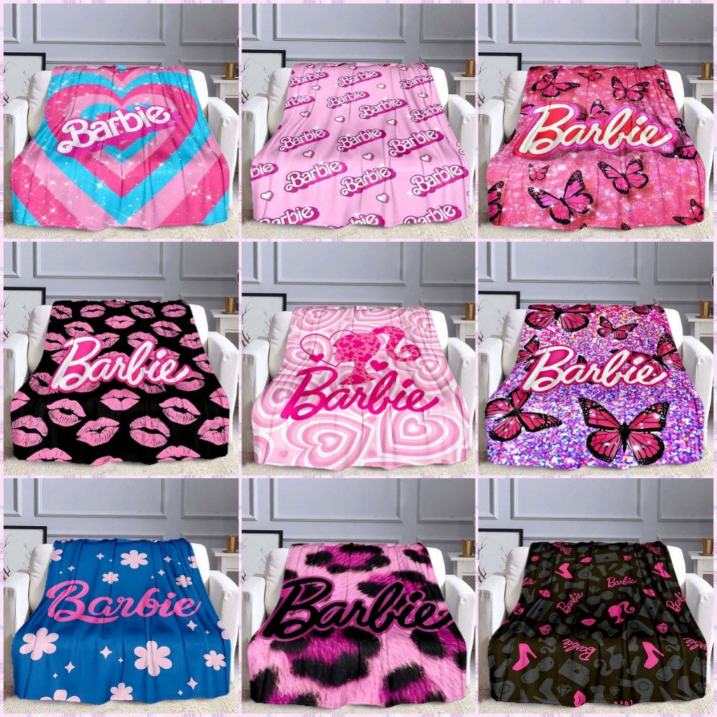 10 Sizes Barbie Pattern Blanket Warm Soft Fluffy Kids and Adult Sofa ...