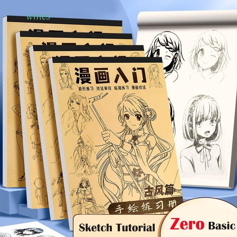 WMES1 Anime Hand Drawn Book, Comics Girl Boy Practice Manga Sketching ...