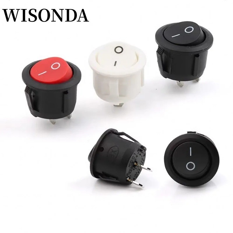 20mm Diameter Round Rocker Switches Black Mini Round 2 Pin ON-OFF ...