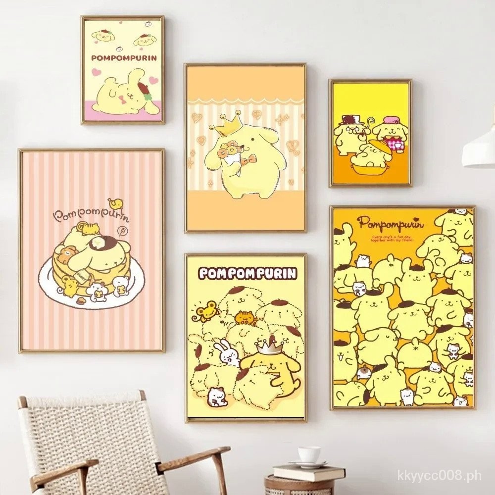 Kawaii Pompompurin Cartoon Cute Poster Stickers Bedroom Bedside Wall ...