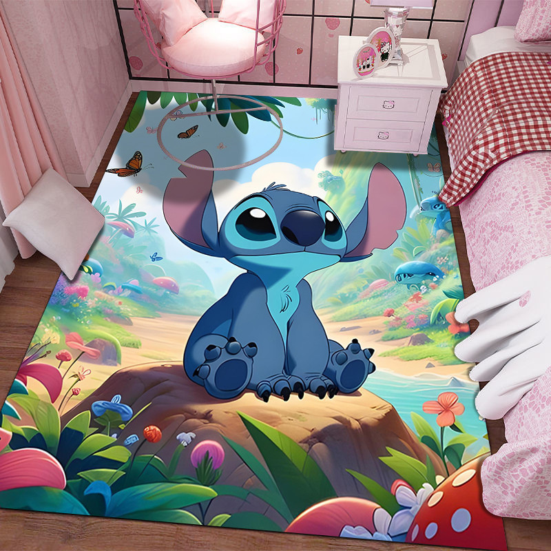 Kids Lilo Stitch 3D Home Rug Living Room Bedroom Area Rug Carpet Floor ...