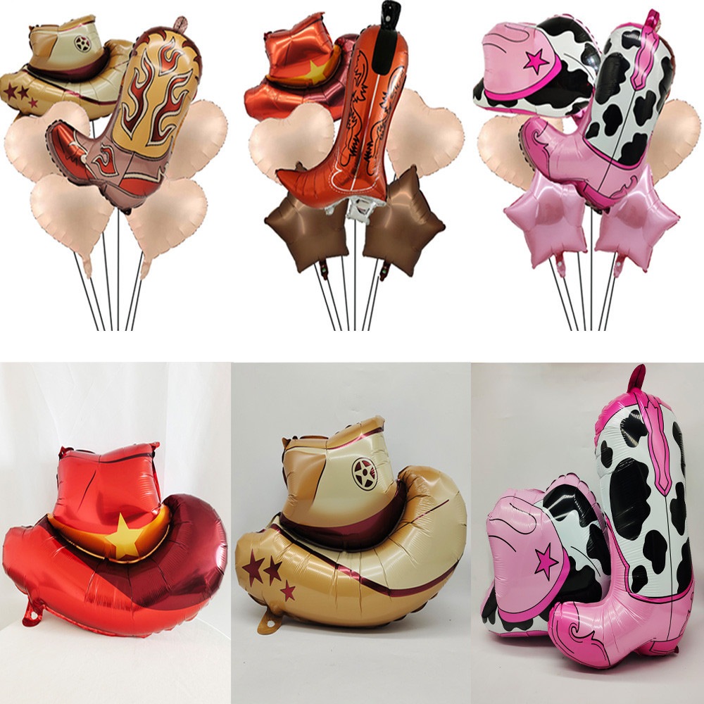 Western Cowboy Themed Party Balloon Set,Boot Hat Shape Foil Balloons ...