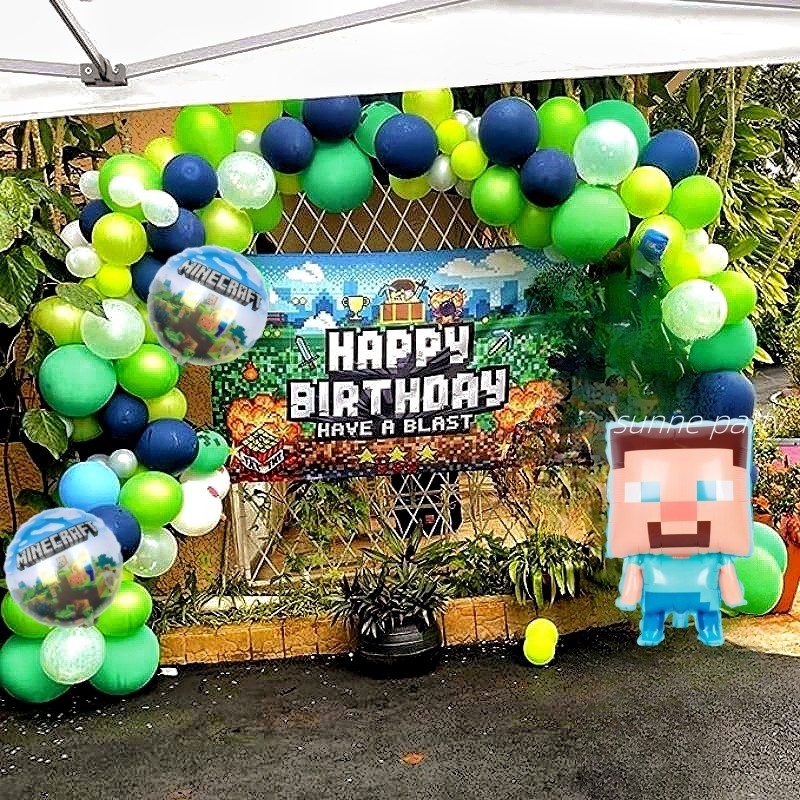 Minecraft Theme Balloons Garland Arch Kit Large Number Balloons Set for ...