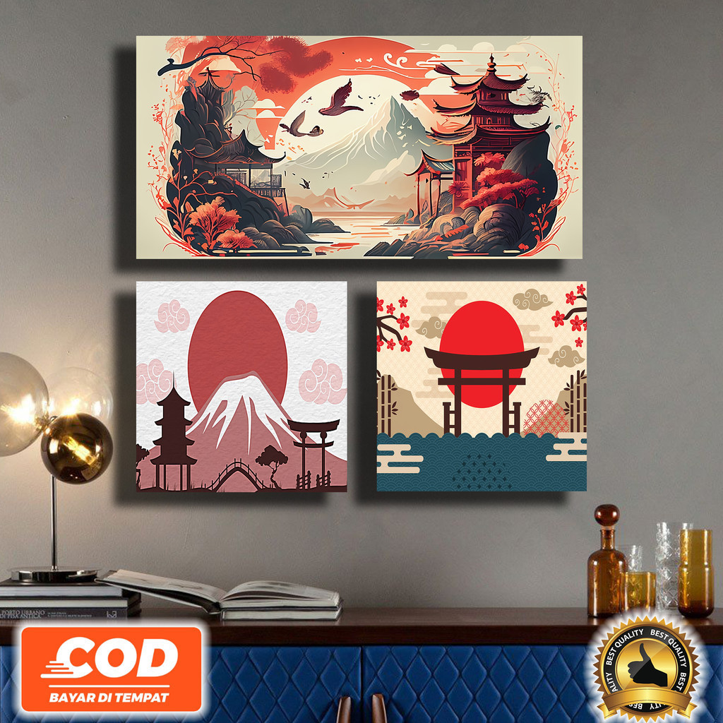 HIASAN DINDING 1 SET Of 3 Boards, Japanese Theme Aesthetic Wall ...