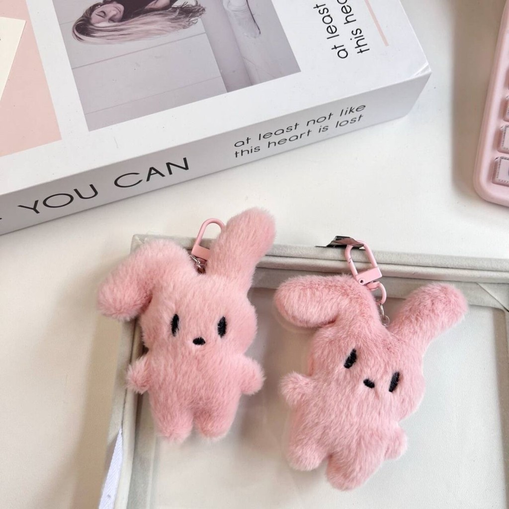 Pink Rabbit Keychain Cute Sweet Plush Doll Schoolbag Pendant ...