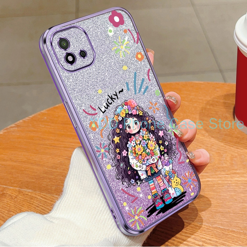 Casing Realme C11 2020 2021 C20 C20A Case Cute LUCKY Girl Silicone Soft ...