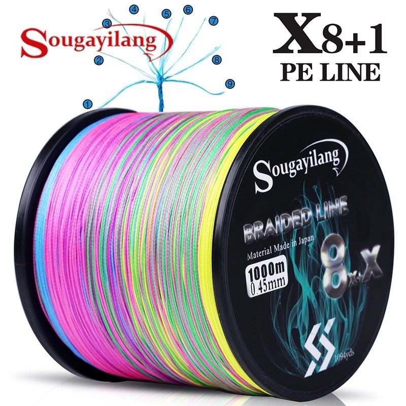 Sougayilang 9 strands braided fishing line PE line 28lb-100lb fishing ...