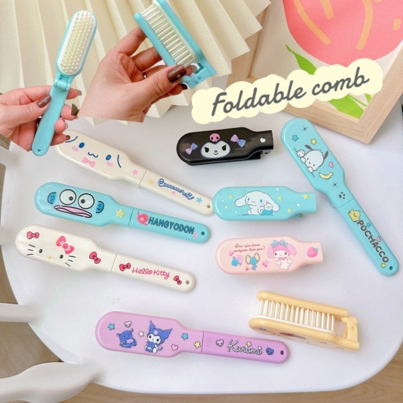 Sanrio Kuromi Foldable Comb Girls Kawaii Cinnamoroll Pompompurin Hair ...