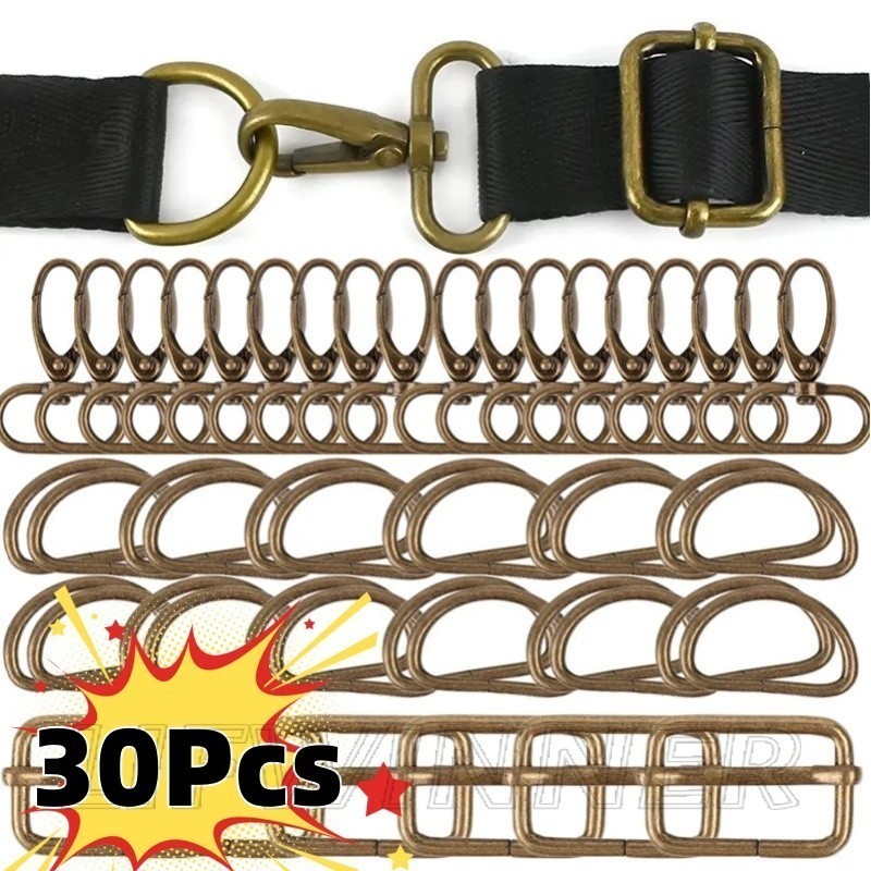 30Pcs Adjuster Buckle Belt Key Chain - Metal Slide Buckle - D-Shape ...