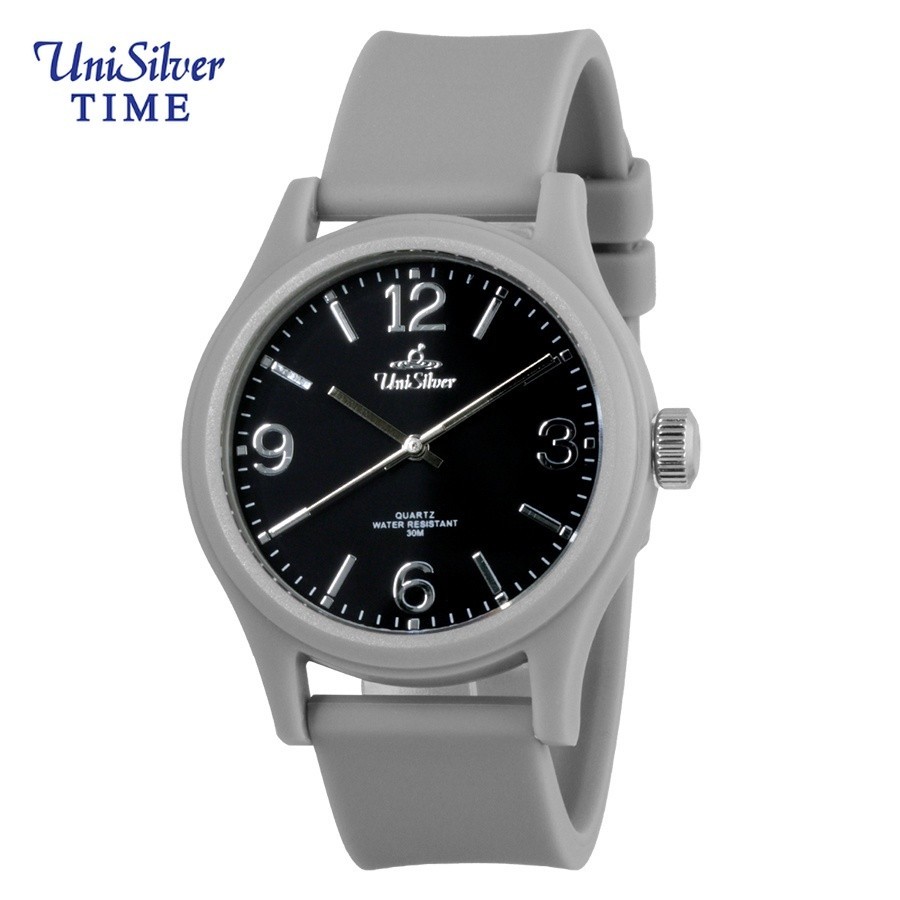 UniSilver TIME SURGE STINGER Men's Large Analog Silver/White Rubber ...