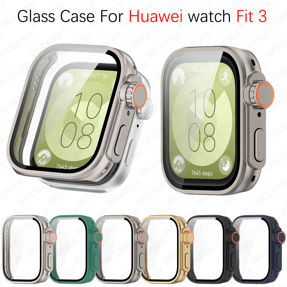 Screen Protector + Tempered Glass Case for Huawei Watch Fit 3 Case ...