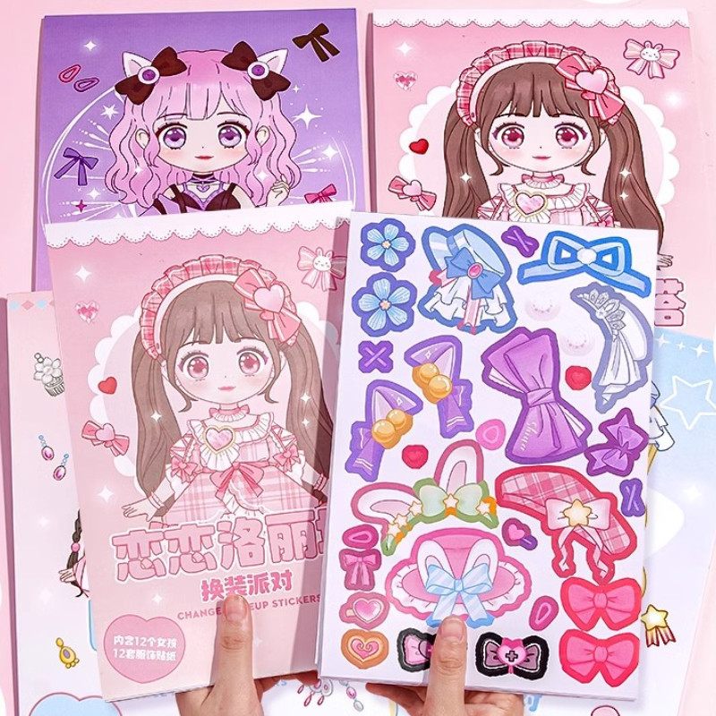 Little Girl Dress-up Outfit Stickers Early Education Lovely DIY Paper ...