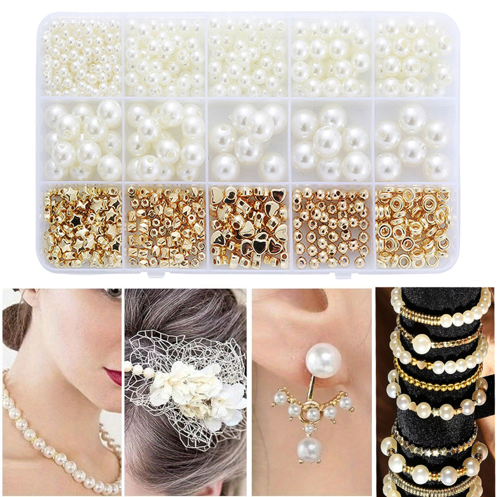 720pcs Round Beads Set Assorted DIY Bracelet Pearls Kit Jewelry Making ...