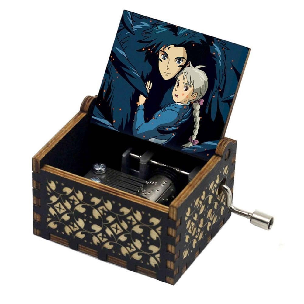 Mechanical Birthday Music Box Anime Howl's Moving Castle Black Wooden ...
