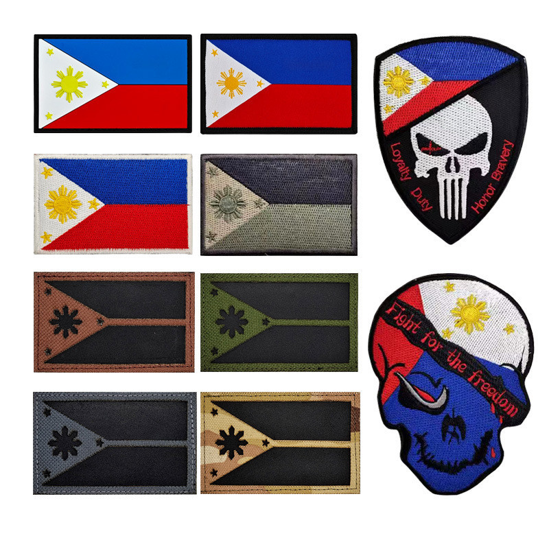 Philippines Flag Embroidered and Infrared Reflective HOOK&LOOP Patch ...