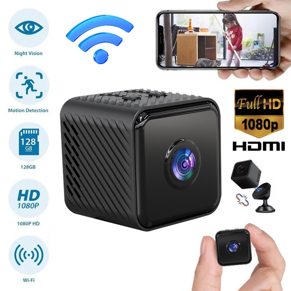 Mini Action Camera with Back Clip Wireless WiFi Motion Detects Magnetic ...