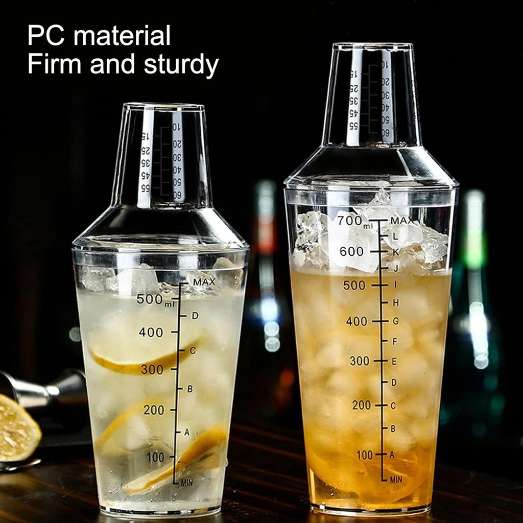 Plastic Cocktail Shaker, 500ml/700ml Clear Cocktail Shaker Drink ...