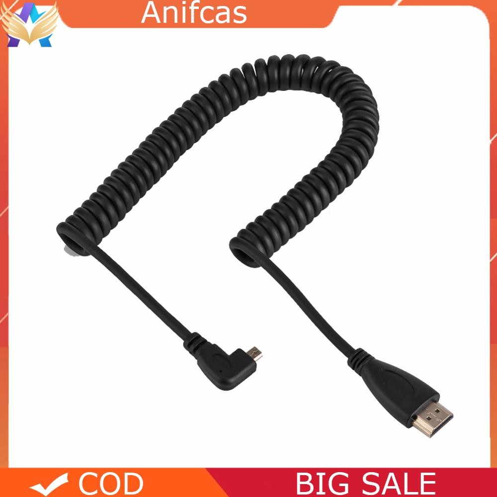 Right Angled 90 Degree Micro HDMI to HDMI Cable Telescopic Spring HDMI ...