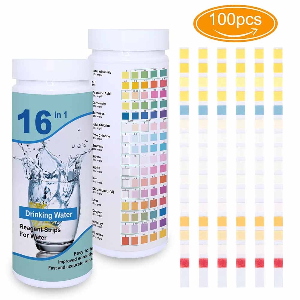 16 in 1 Drinking Water Test Kit 100 Strips Home Water Quality Testing ...