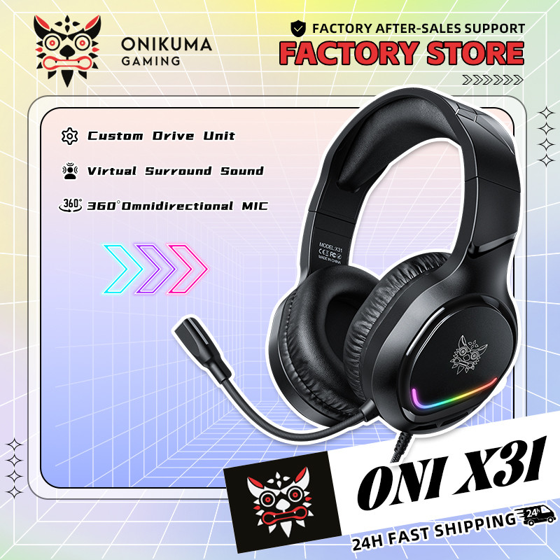 ONIKUMA X31 Wired Gaming Headset Mic Noise Cancelling Music Headphones ...