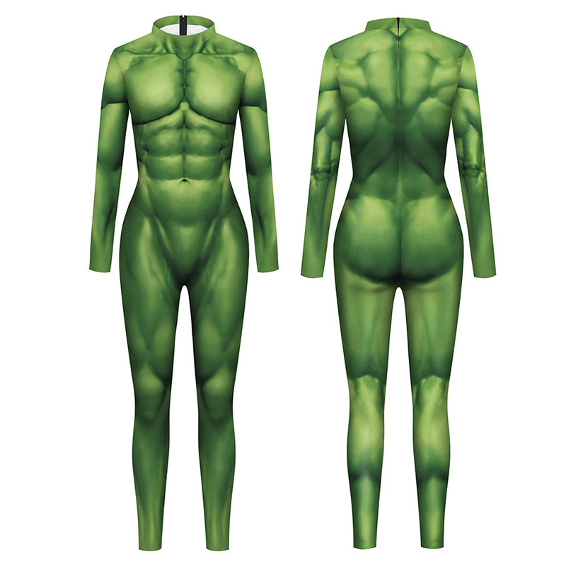 Movie The Hulk Cosplay Jumpsuit 3D Muscle Printed Women Men Hulk ...