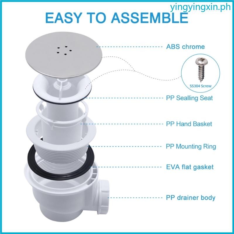 YIN Low Profiles Shower Drain Trap Replacement Bathroom Tray Waste ...