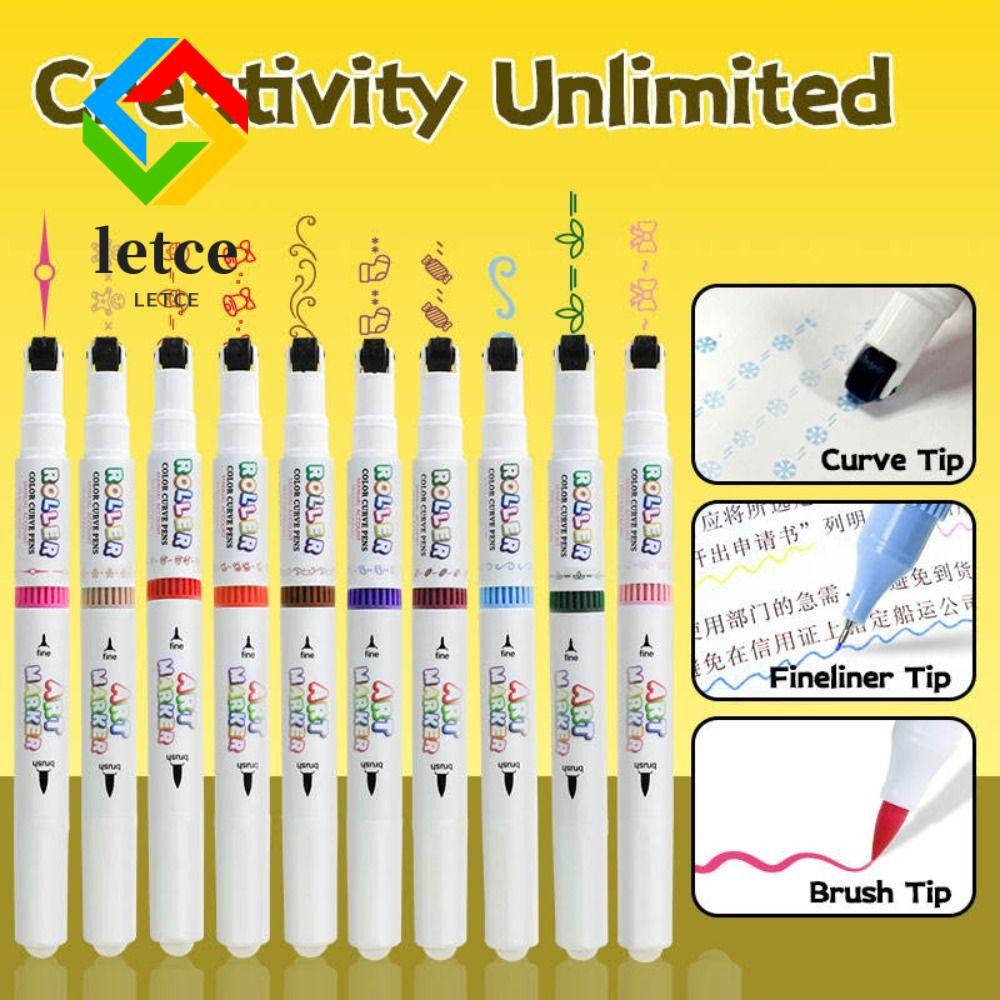 LETCE Roller Curve Pen, Flower Outline 3-in-1 Highlighter Pens, High ...
