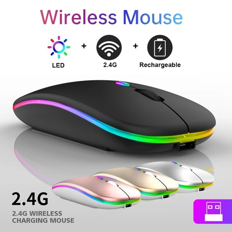 Bluetooth Wireless Mouse with USB Rechargeable RGB Mouse for Computer ...