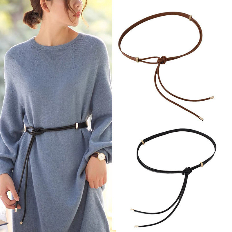 Designer new leather rope knotted belt, women's decoration waist ...