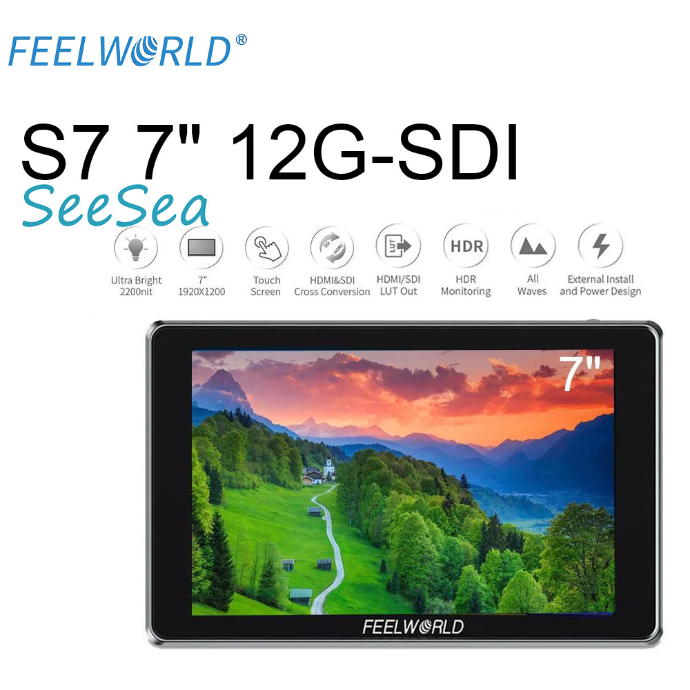 FEELWORLD S7 7 inch 12G-SDI HDMI-Compatible Camera Field Monitor 4K HDMI 1920x1200 High ...