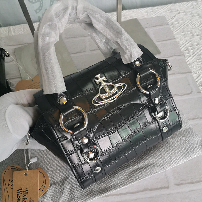 Vivienne Westwood Saturn Crocodile Pattern Patent Leather Portable Dumpling Bag betty mini ...