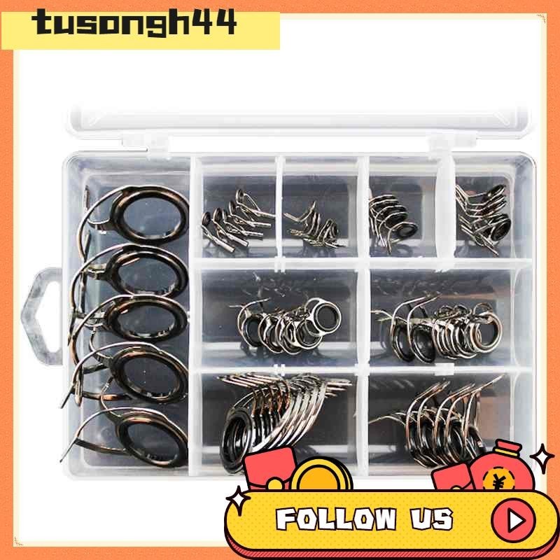 40 Pcs/Set Fishing Rod Guides Tip 8 Sizes Pole Repair Kit Line Rings ...