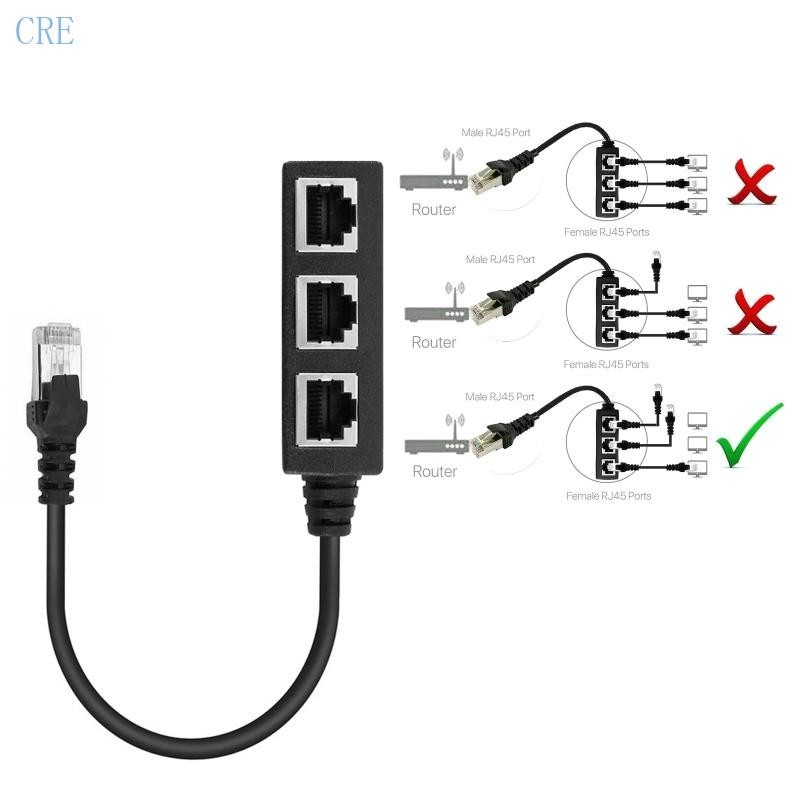 CRE RJ45 Ethernet Splitter Adapter Cable 1 Male to 3 Female LAN ...