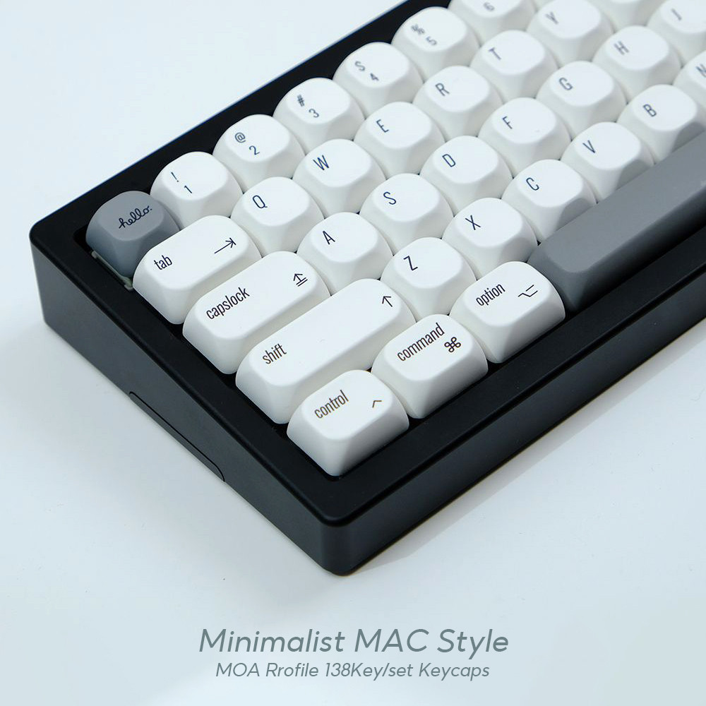 Minimalism Gray White Keycaps 138keys/set PBT MOA Profile Custom ...
