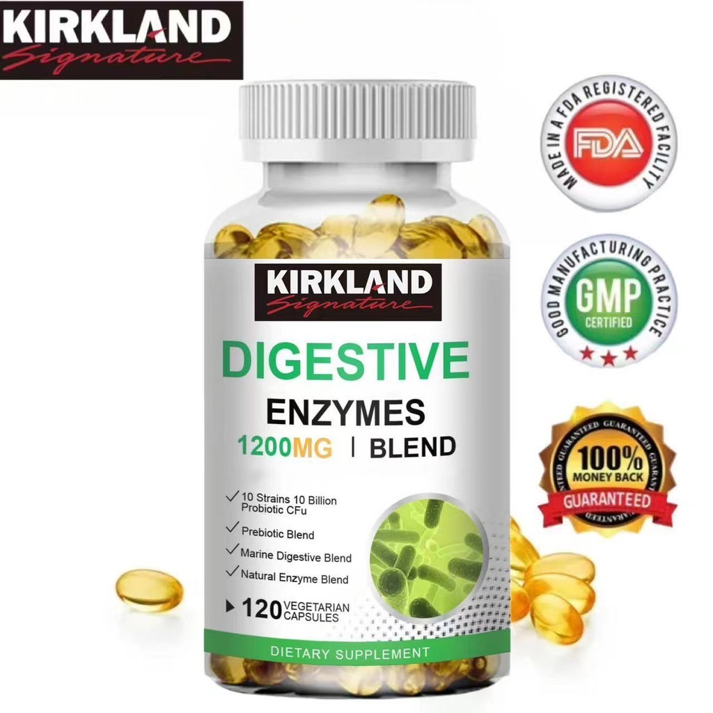 KIRK--LAND Digestive Enzymes Capsules Plus Prebiotic and Probiotic ...