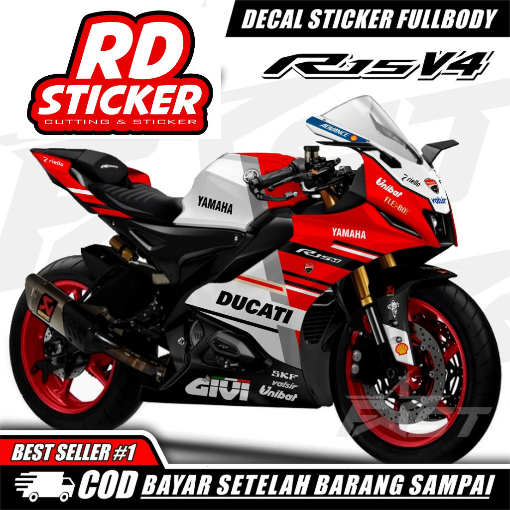 Sticker Decal R15 v4 Sticker Decal R15 v4 Full Body motif DUCATI ...