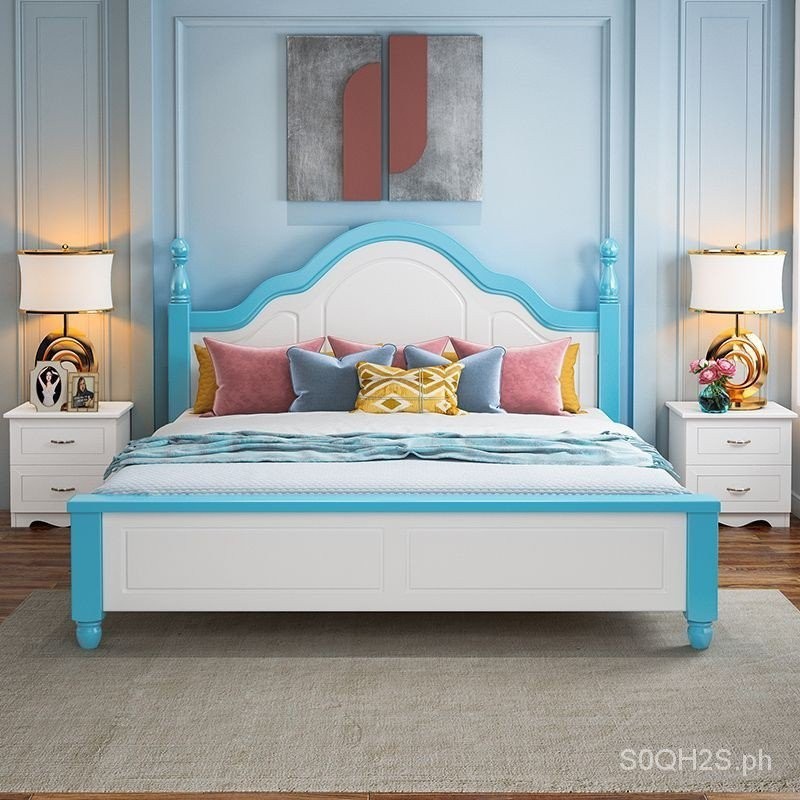 Solid wood bed1.8M Master Bedroom Double Bed1.5M Modern Simple Single ...