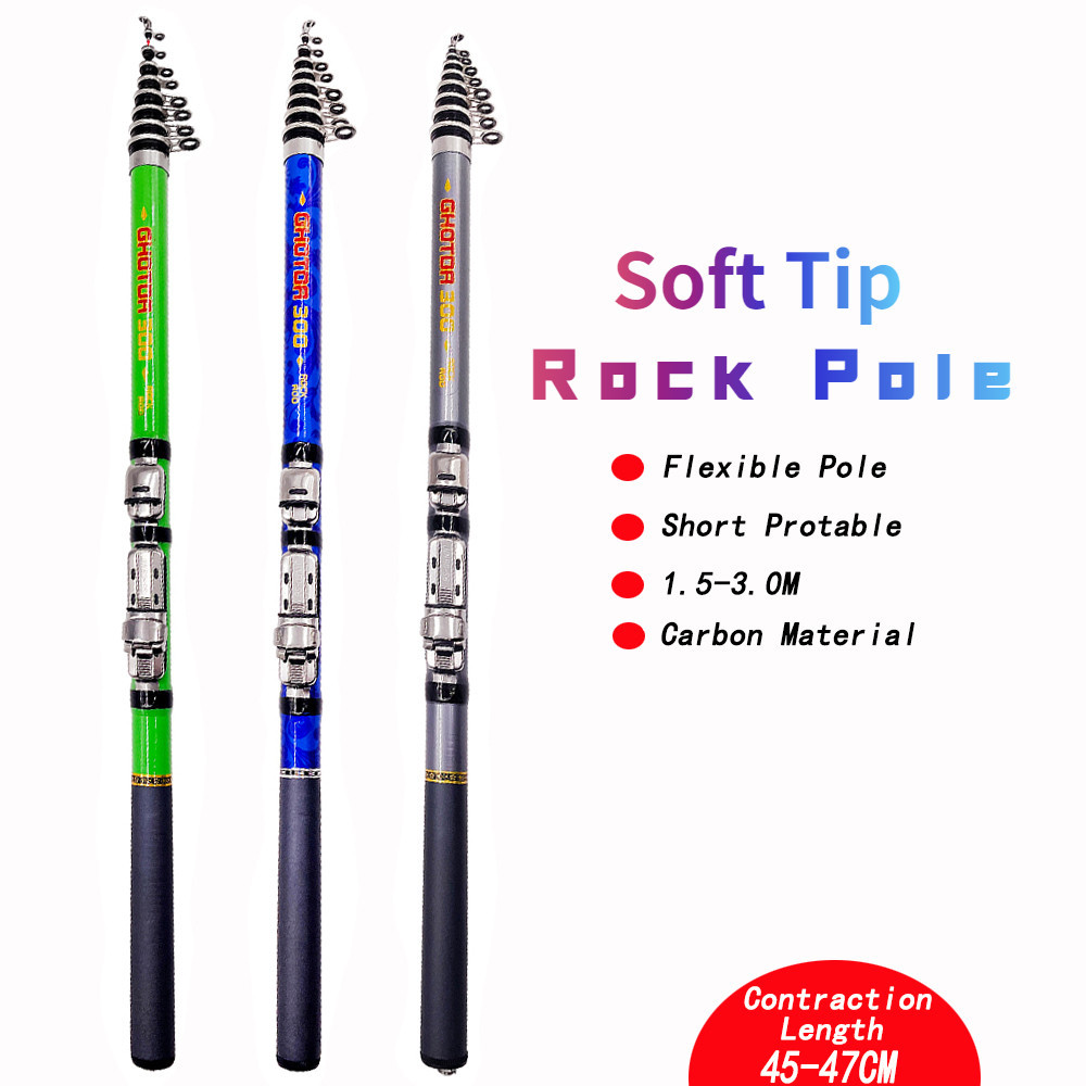 Telescopic Rock Fishing Rod Spinning Fly Carp Feeder Carbon Fiber 3/ 2 ...